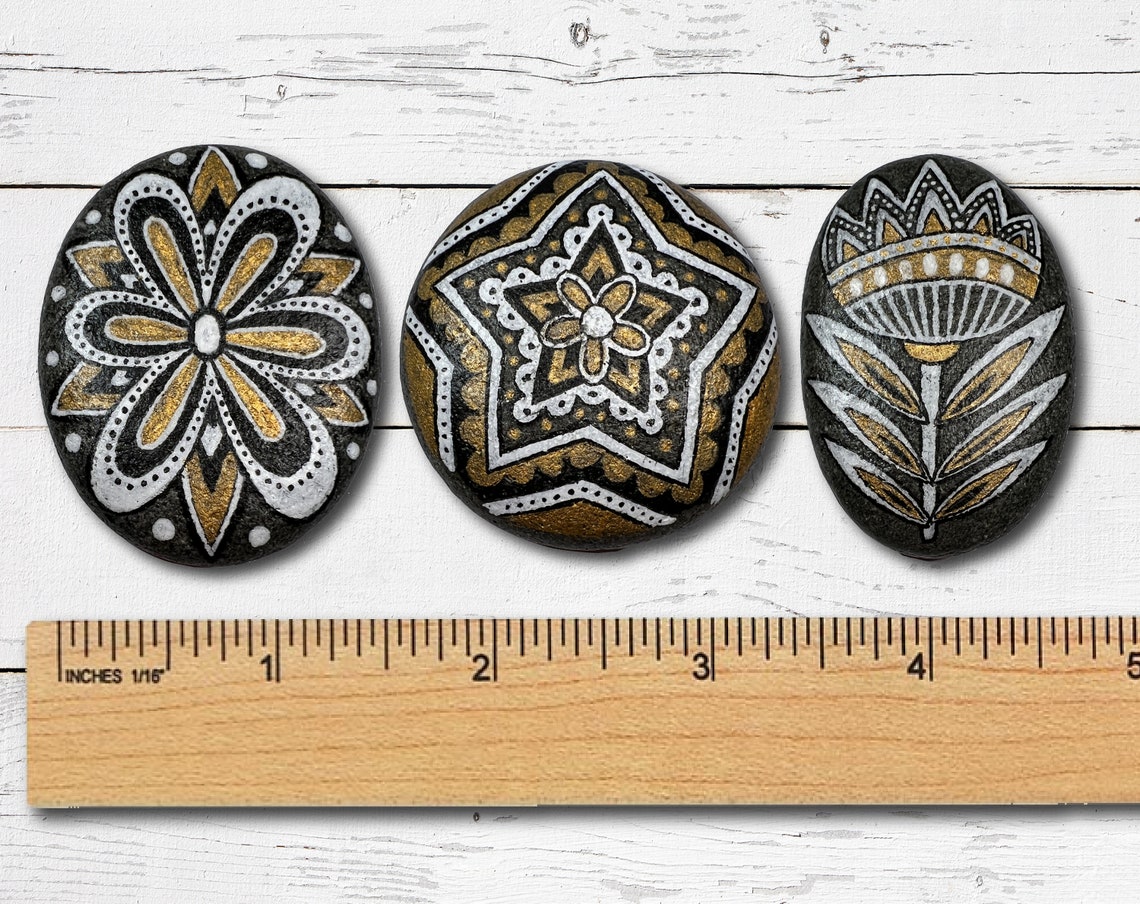 Beautiful Hand Painted Magnet. Bronze and White Rock. Refrigerator ...
