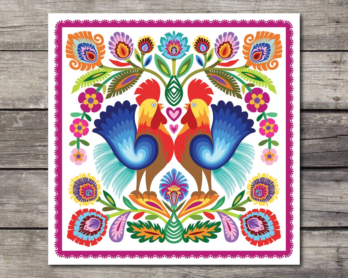 Polish Folk Art Rooster Note Cards. Papercut Style Floral - Etsy