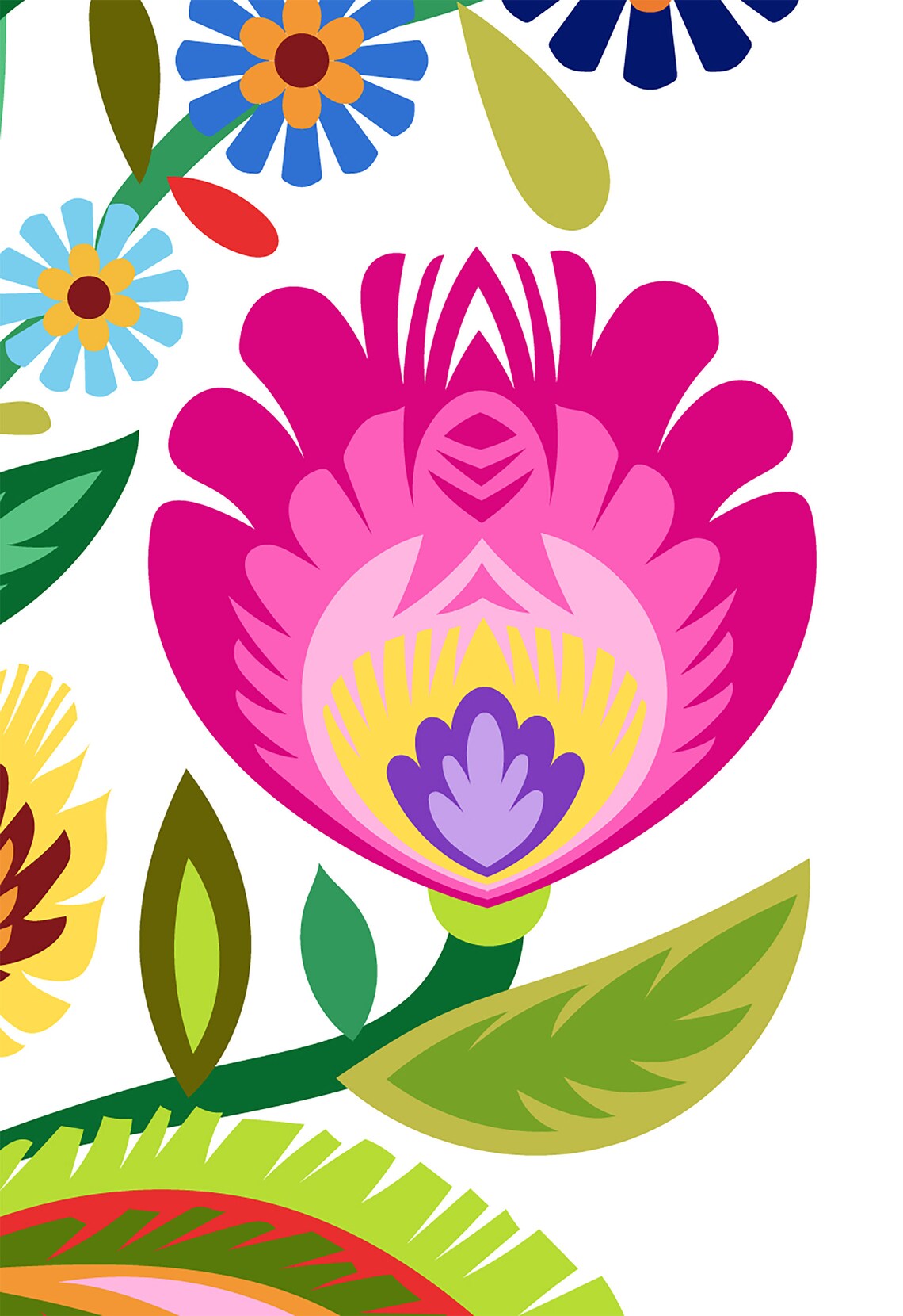 Polish Folk Art Flowers. Wycinanki Floral Botanical Folk Art - Etsy