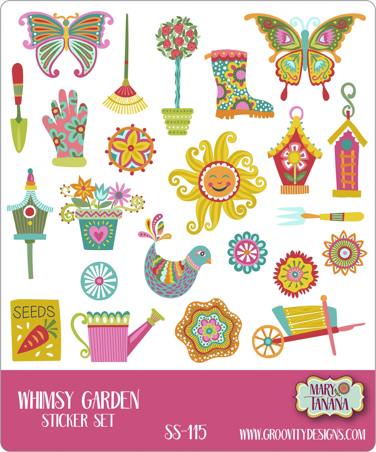 Fun Garden Theme Stickers. Retro Folk Style Sheet. Gardening | Etsy