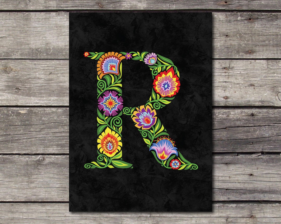 Polish Folk Art Initial Greeting Card. Bright Folk Style Blank Note ...
