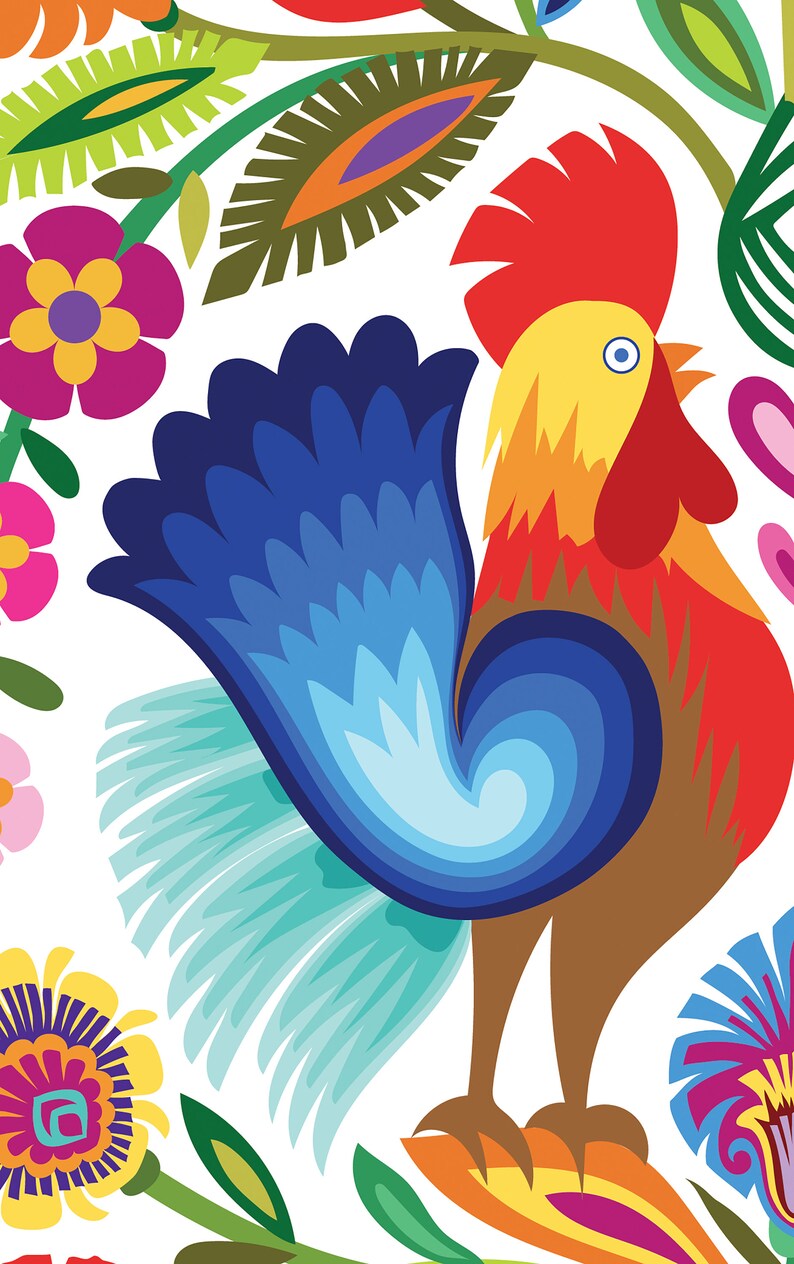 Polish Folk Art Rooster Print. Colorful Wycinanki Style Flower | Etsy