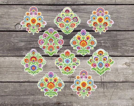 Polish Folk Art Sticker Sheet. Custom Cut Wycinanki Style | Etsy