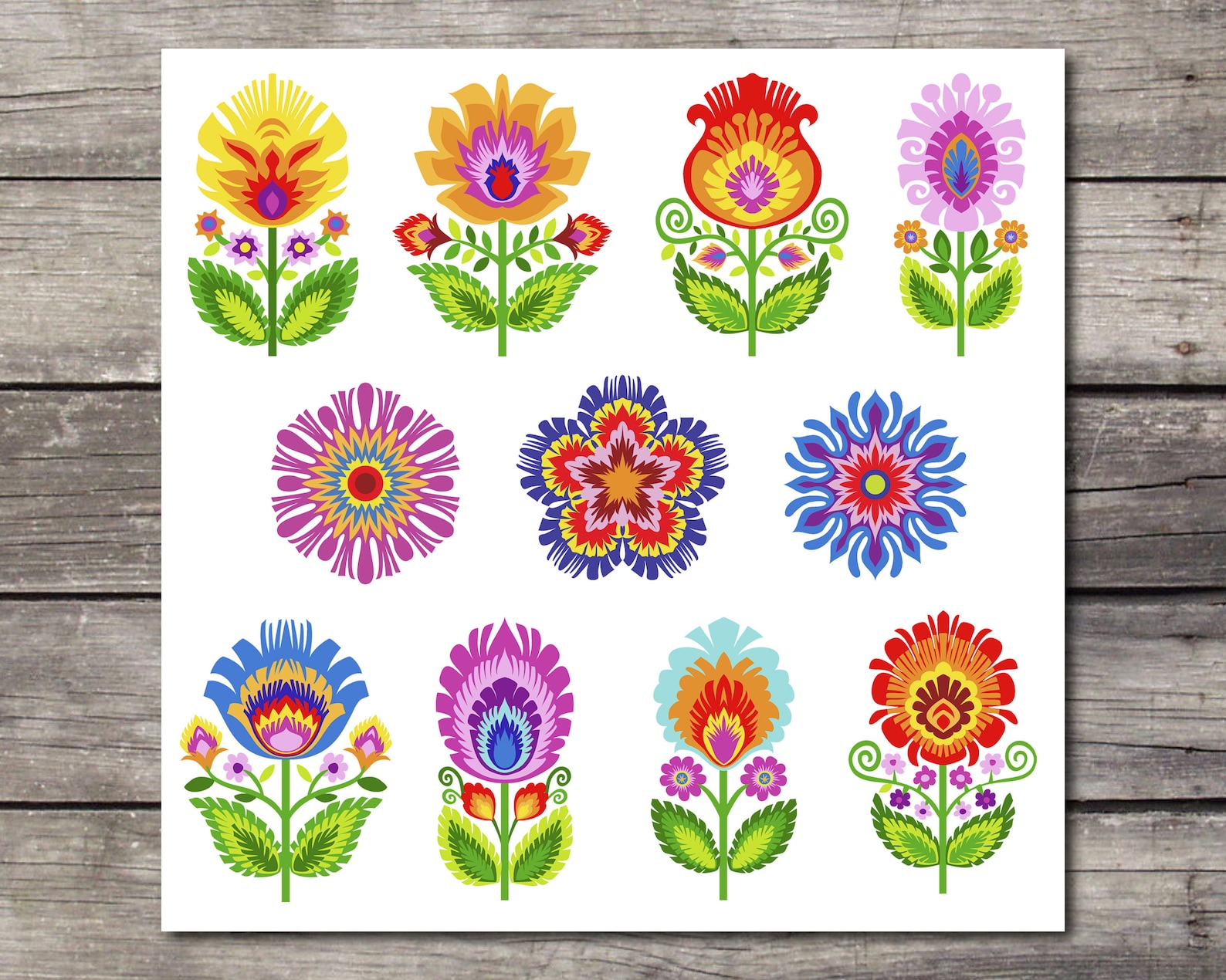 Polish Folk Art Sticker Sheet. Wycinanki Paper Cut Style - Etsy