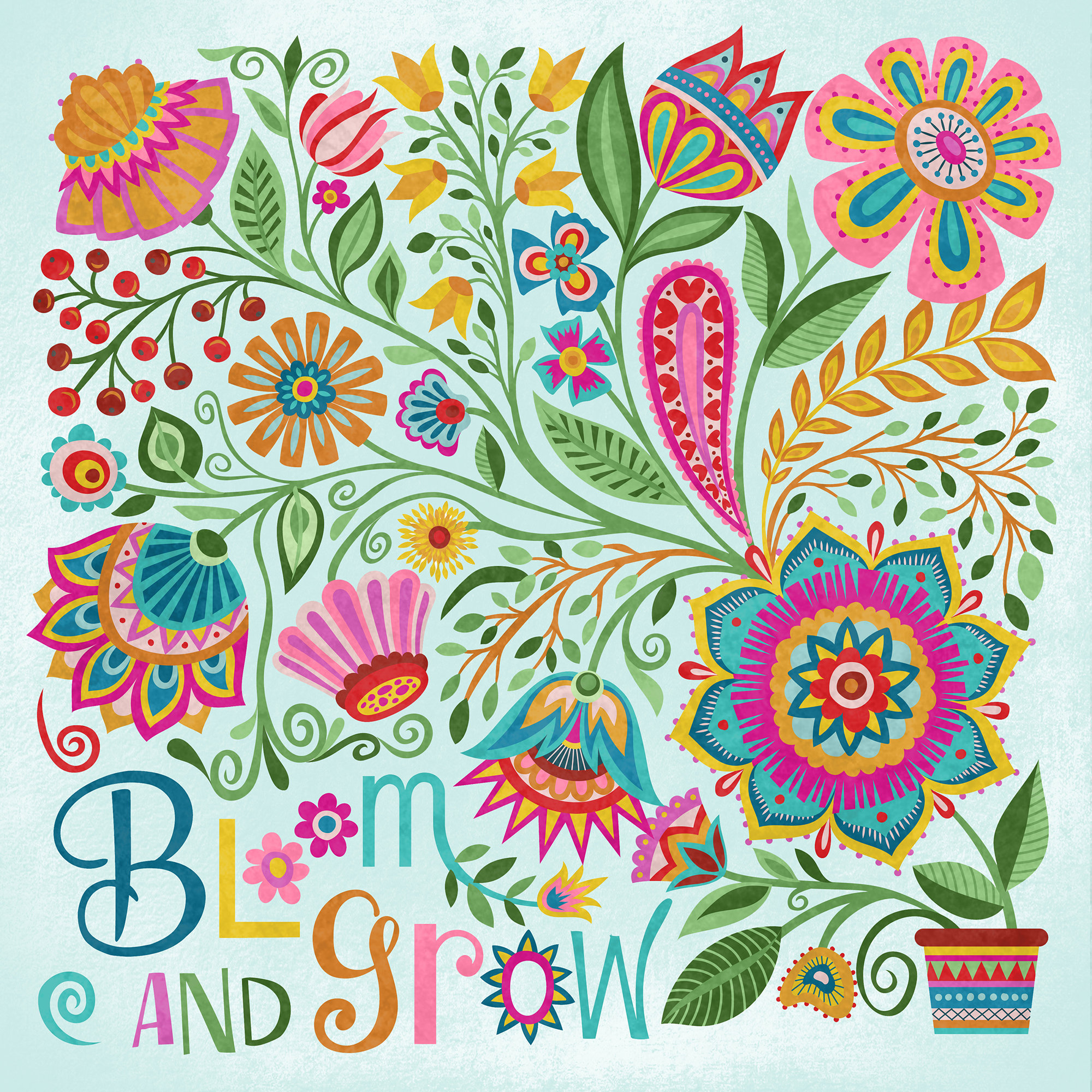 Botanical Garden Folk Style bloom and Grow - Etsy UK