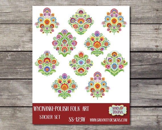 Polish Folk Art Sticker Sheet. Custom Cut Wycinanki style | Etsy