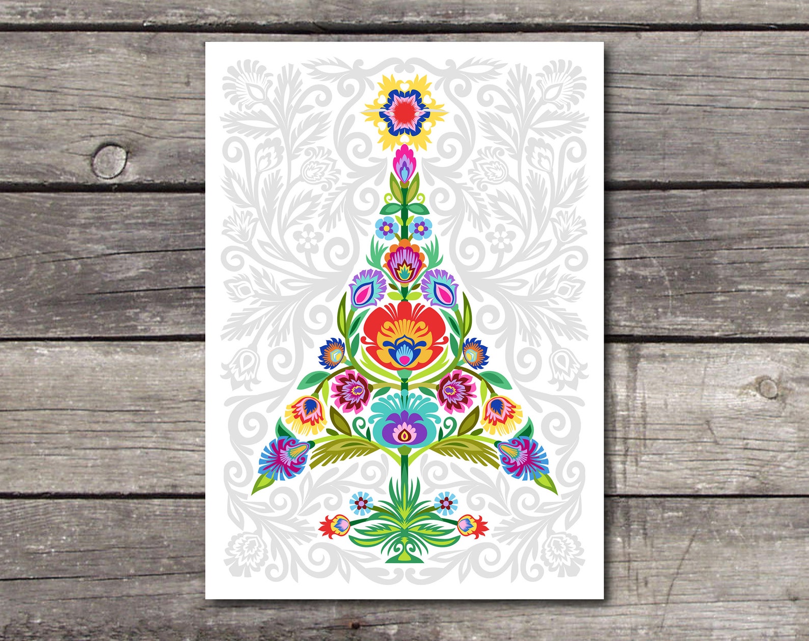 Polish Folk Art Holiday Card. Wycinanki Christmas Card. - Etsy
