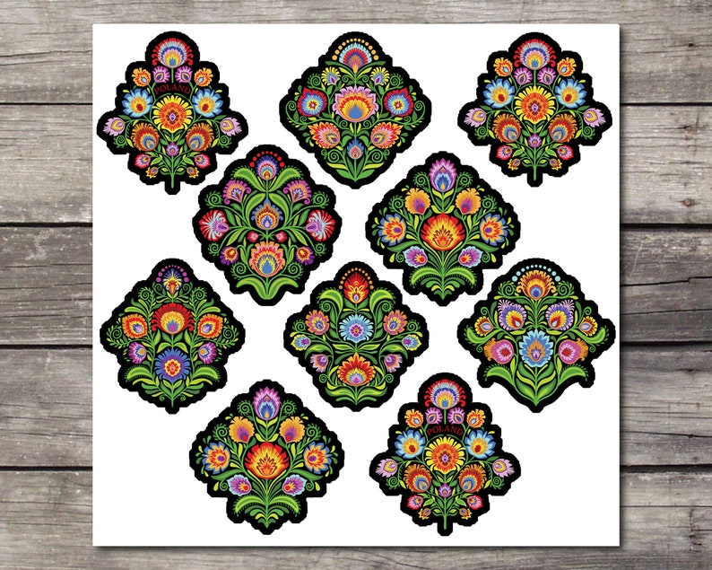 Polish Folk Art Sticker Sheet. Custom Cut Wycinanki Style - Etsy