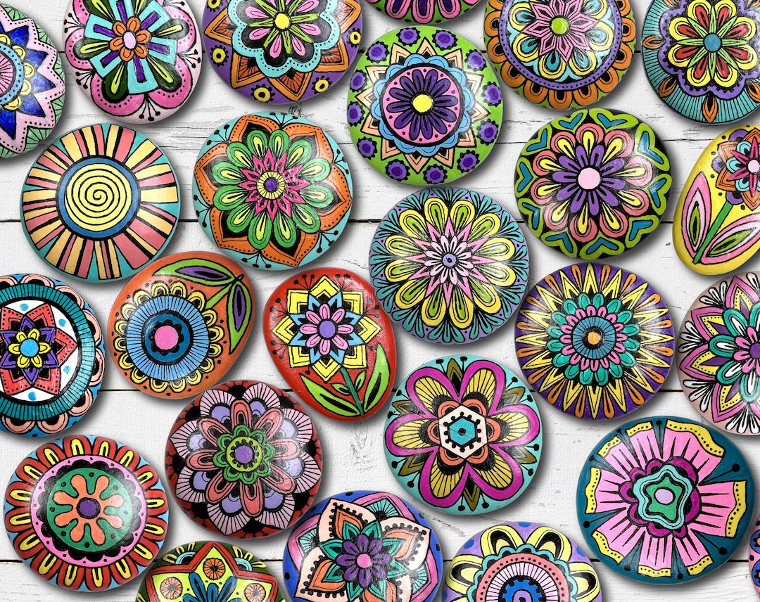 Gorgeous Hand Painted Magnets. Colorful Rocks to Decorate Your Home ...