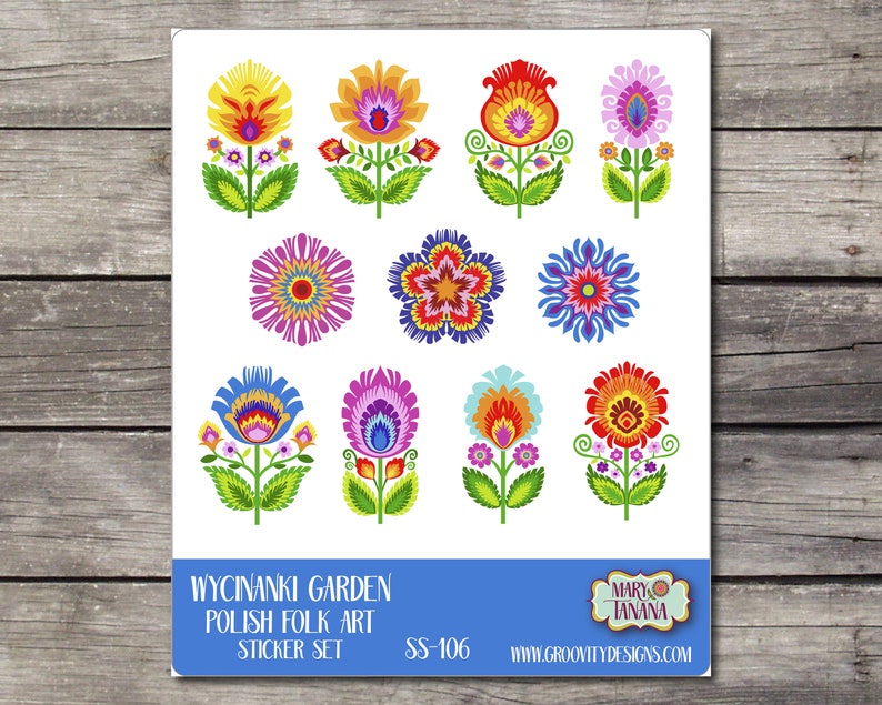 Polish Folk Art Sticker Sheet. Wycinanki Paper Cut Style - Etsy
