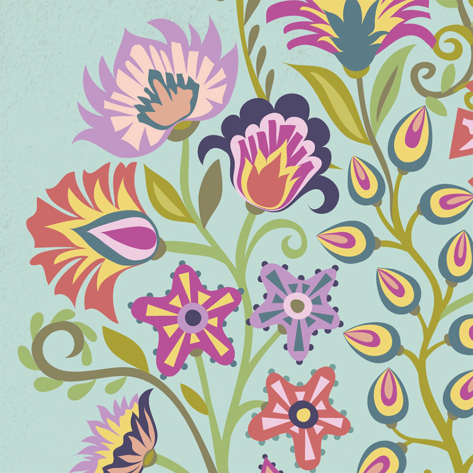 Floral Botanical Folk Art Print Wycinanki Flower Papercut - Etsy