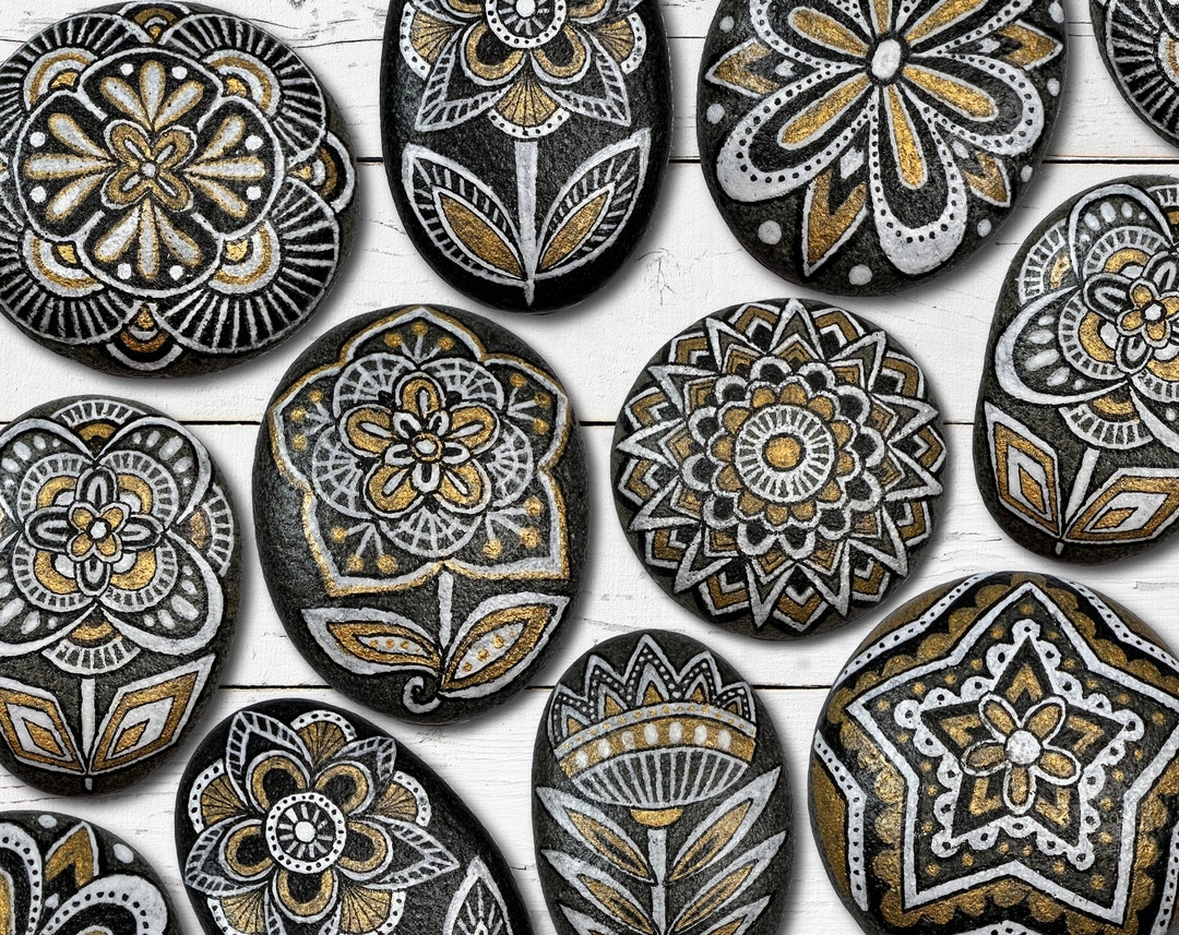 Beautiful Hand Painted Magnet. Bronze and White Rock. Refrigerator ...