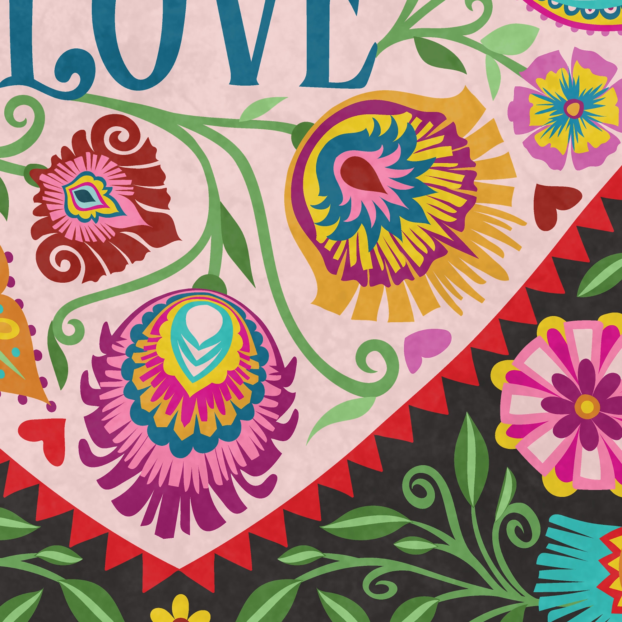 Botanical Heart Folk Style Grow Love Floral Inspirational Art | Etsy