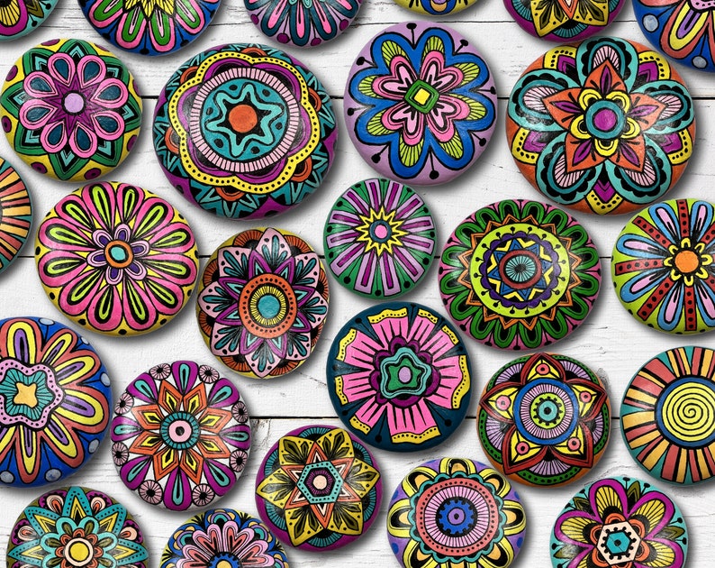 Gorgeous Hand Painted Magnets. Colorful Rocks to Decorate Your - Etsy