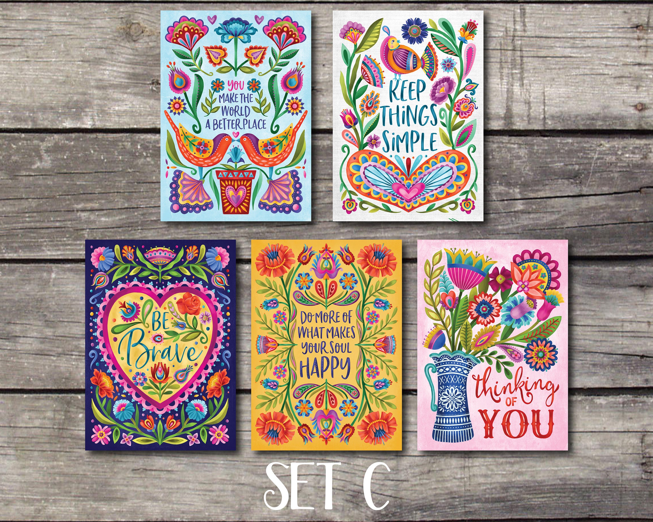 Inspirational Post Cards Hand Lettered With Positive Quotes. - Etsy