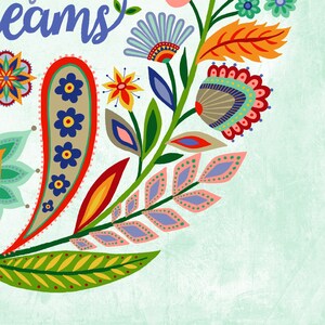 Floral Believe in Your Dreams Inspirational Art Print Botanical Flowers ...