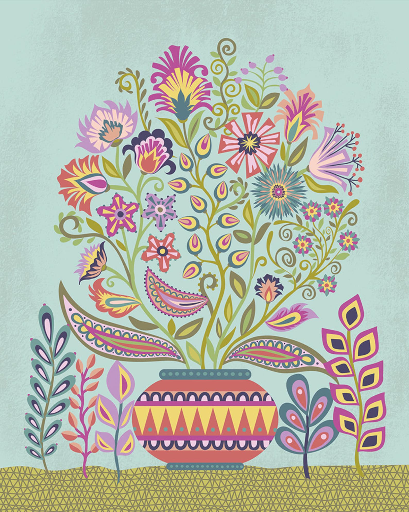 Floral Botanical Folk Art Print Wycinanki Flower Papercut - Etsy