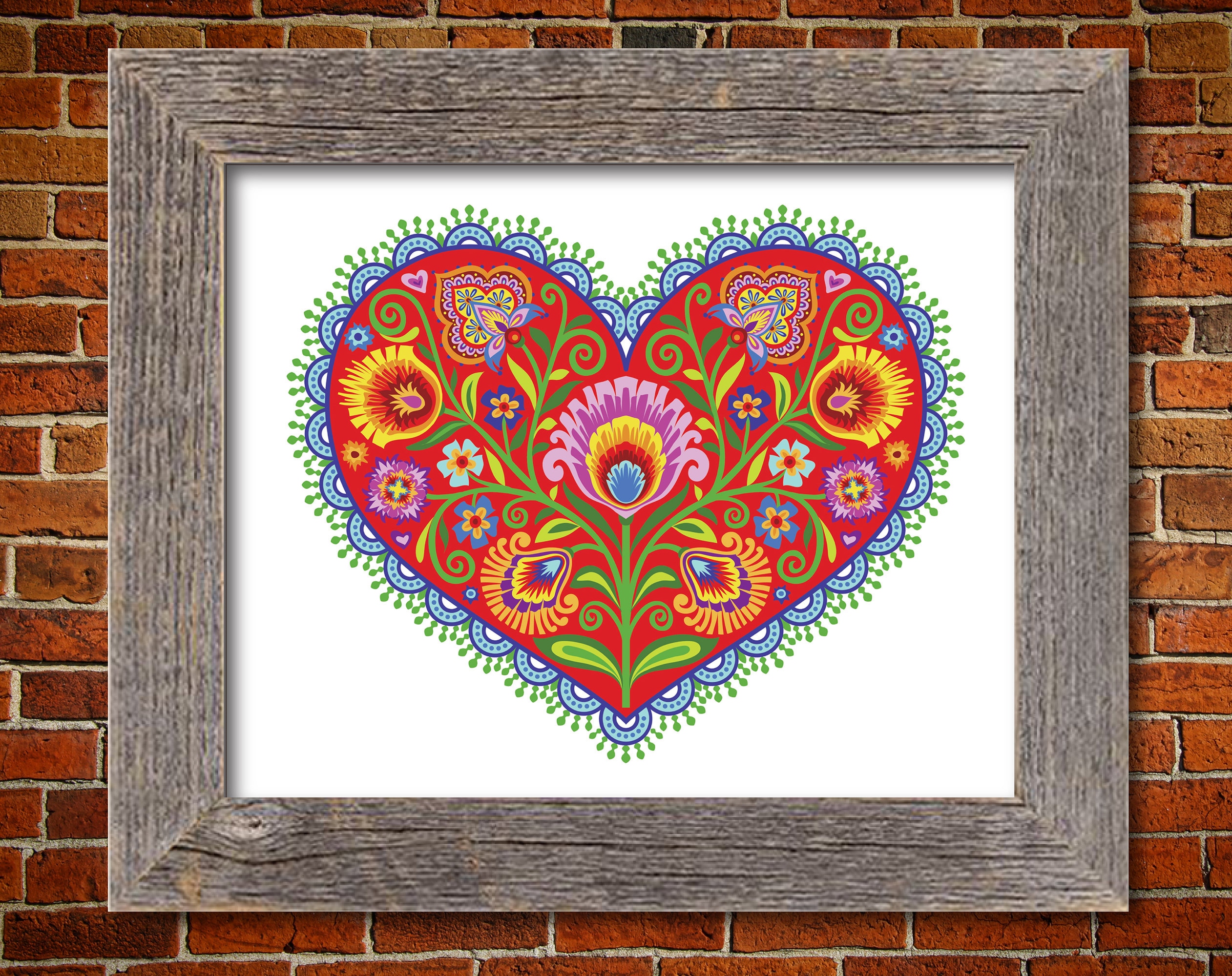 Polish Floral Botanical Folk Art Print Wycinanki Giclee "joyful Heart ...