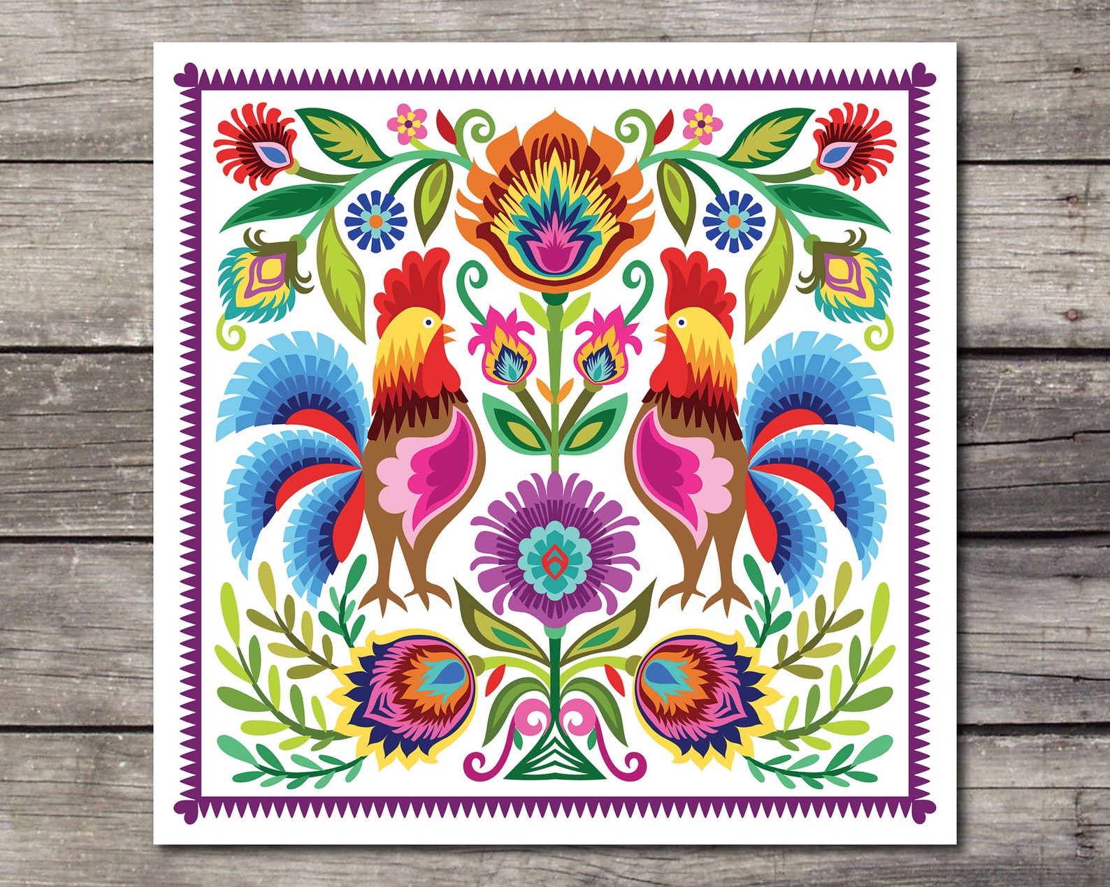 Polish Folk Art Rooster Note Cards. Papercut Style Floral - Etsy