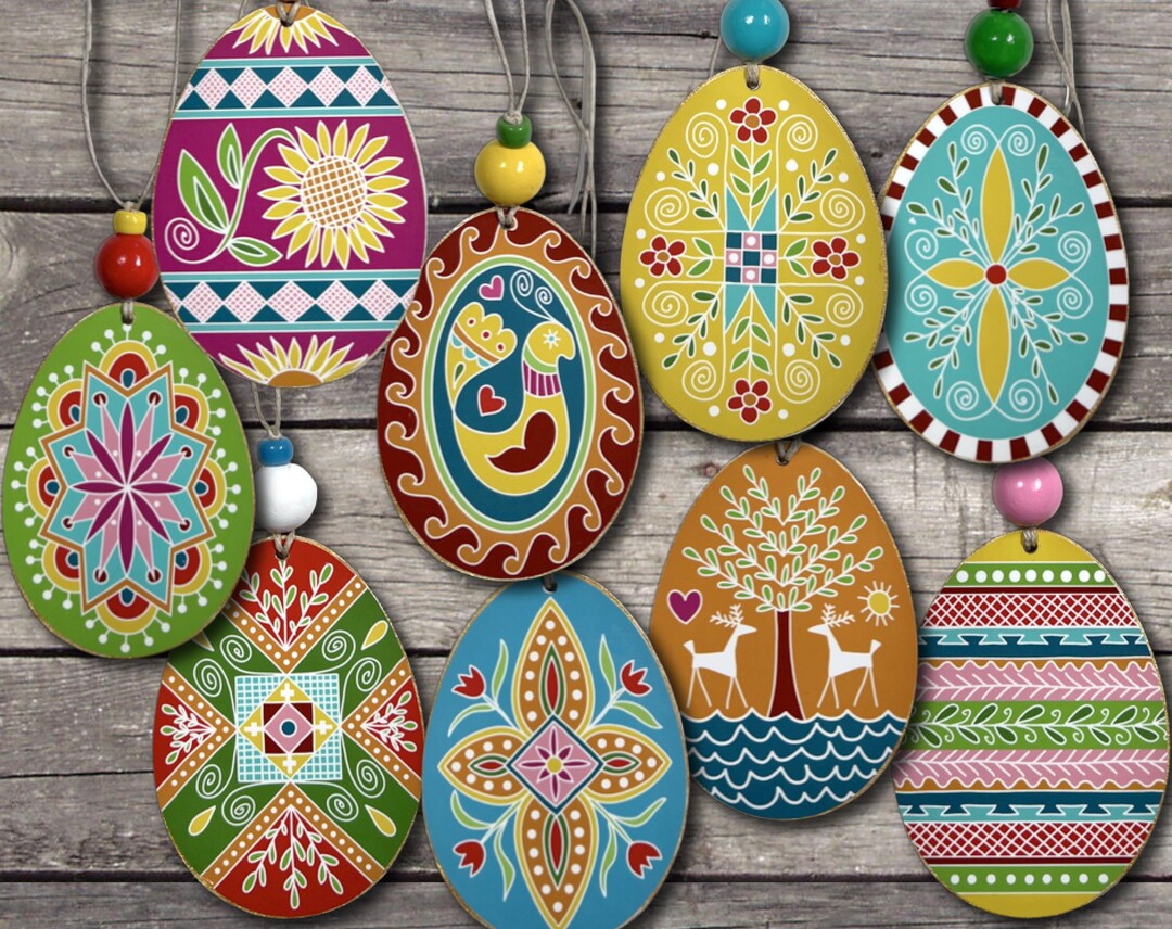 Ukrainian Easter Egg Home Decoration. Unique Pysanky Gift Hanging Wood ...