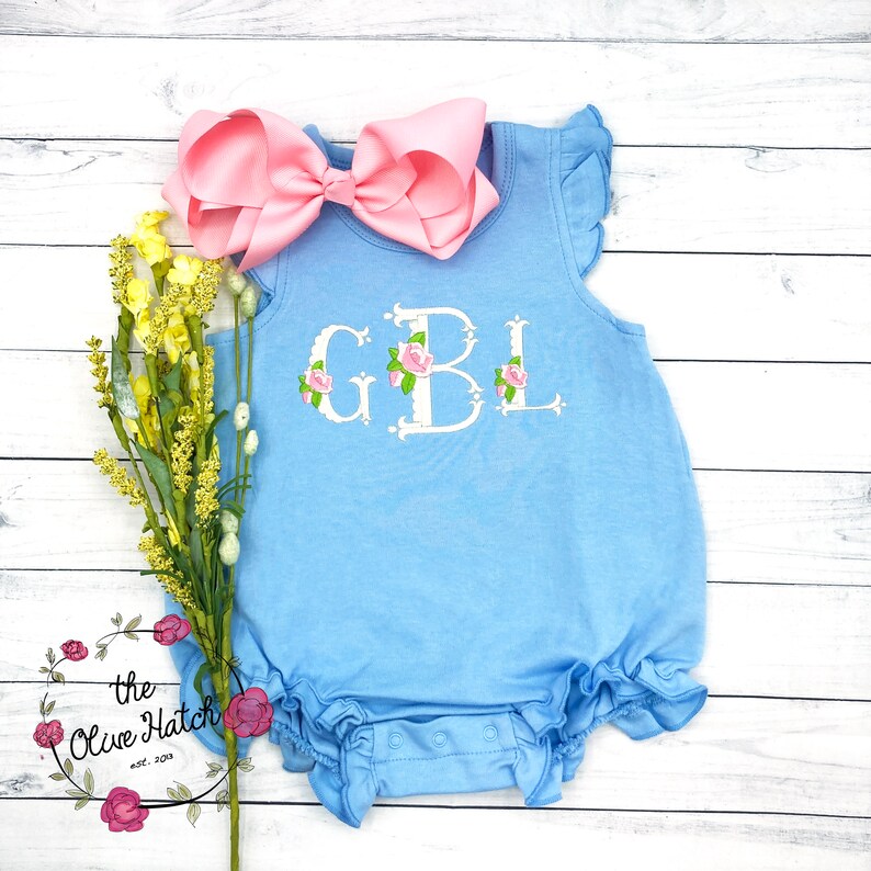 Floral Monogram /spring Bubble / Summer Bubble / Baby Bubble / - Etsy