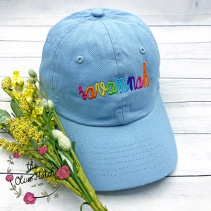 Girls Monogrammed Hat / Rainbow Monogrammed Hat / Girl Rainbow Hat ...