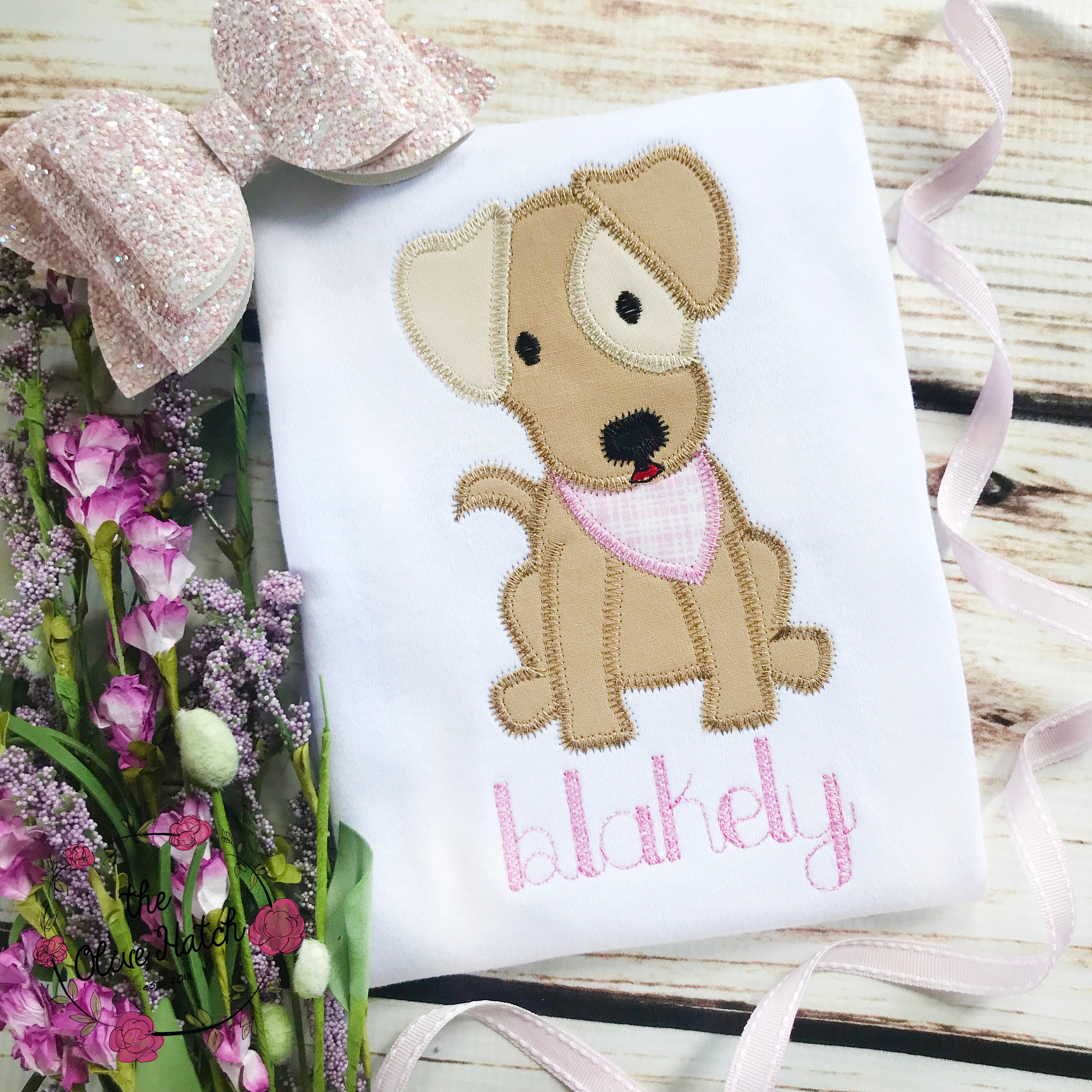 Dog Applique Shirt Puppy Girl Shirt Custom Birthday | Etsy