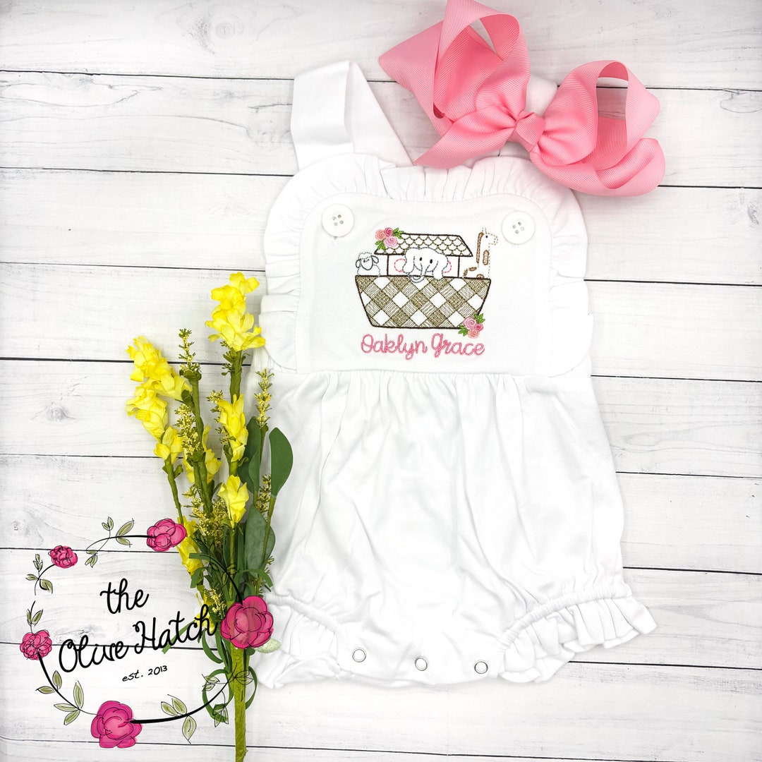 Ark Outfit / Monogrammed Girls Sunsuit / Summer Girl Outfit / Ark ...
