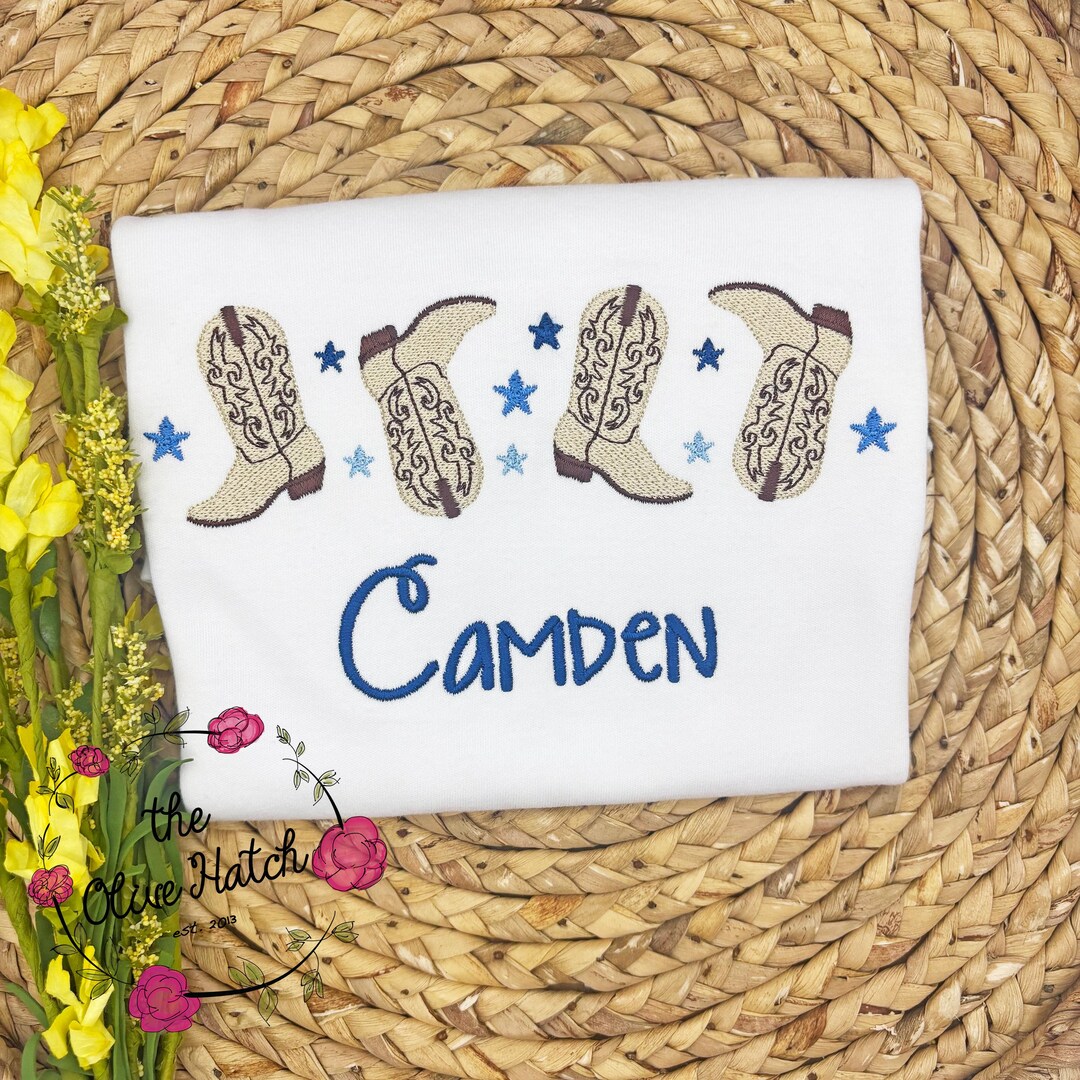 Monogrammed Cowboy Boots Shirt - Boys' Rodeo Outfit, Western Tee - Etsy