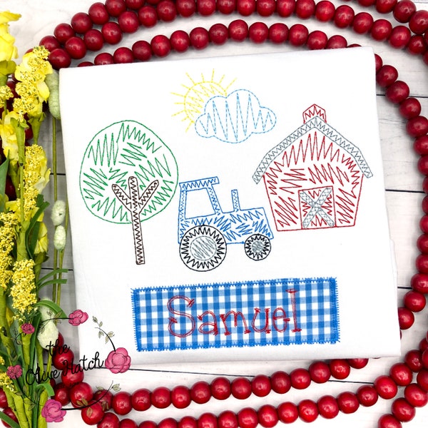 Oliver Tractor Embroidery - Etsy