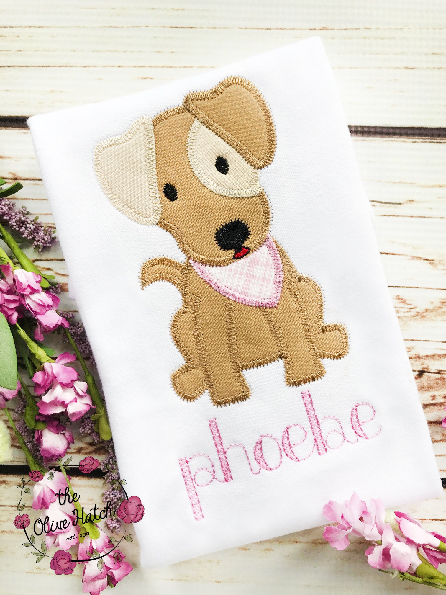 Dog Applique Shirt Puppy Girl Shirt Custom Birthday | Etsy