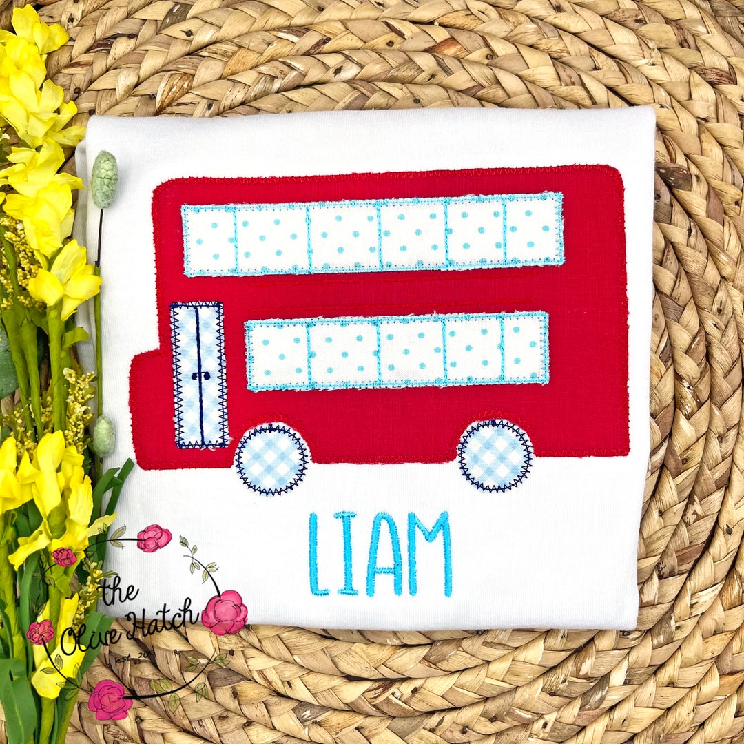 Double Decker Applique / Bus Applique / Transportation Applique / Girl ...