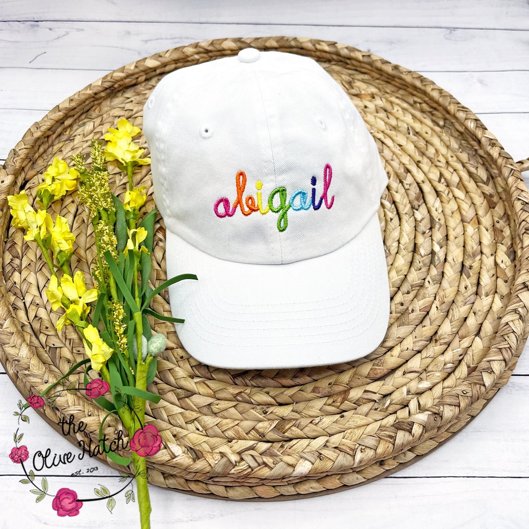 Girls Monogrammed Hat / Rainbow Monogrammed Hat / Girl Rainbow Hat ...