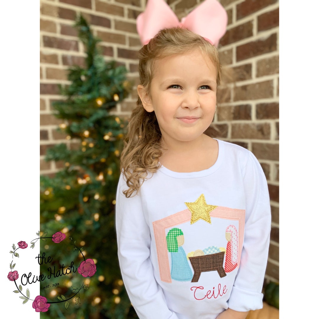 Personalized Nativity Christmas Shirt: Applique Jesus, Mary & Joseph ...