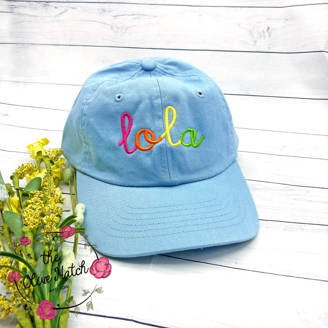 Girls Monogrammed Baseball Cap: Rainbow Name, Personalized Hat - Etsy