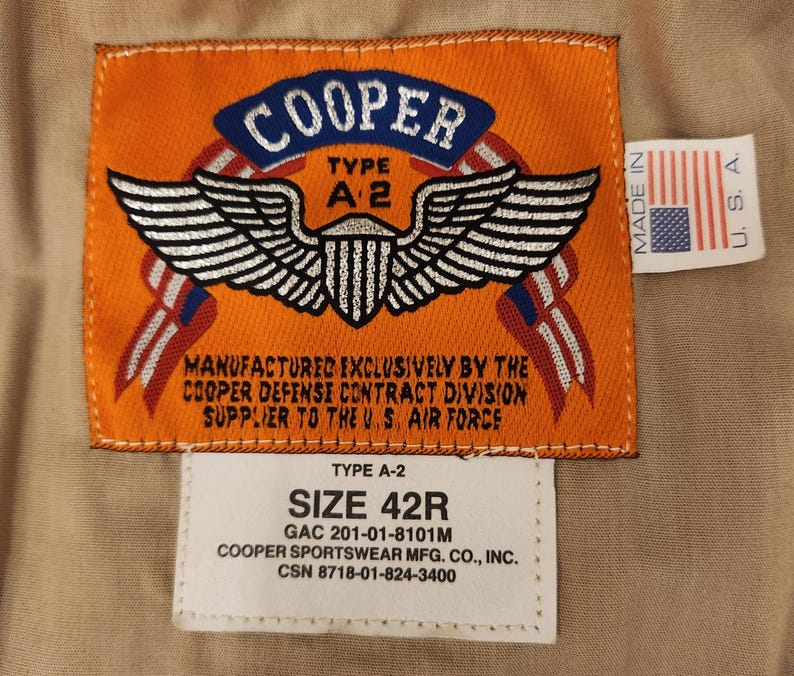 Vintage Cooper A-2 Flight Jacket, a 50th-anniversary Edition for the US ...