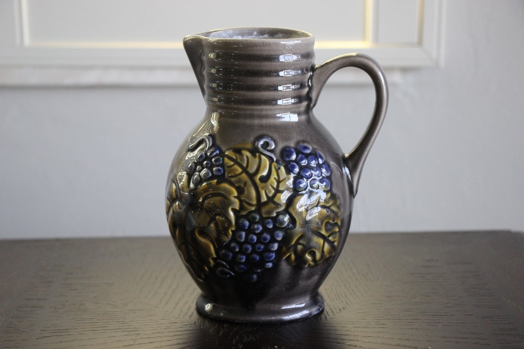 Vintage West Germany Jug Pitcher With Grapes and Leaves - Etsy