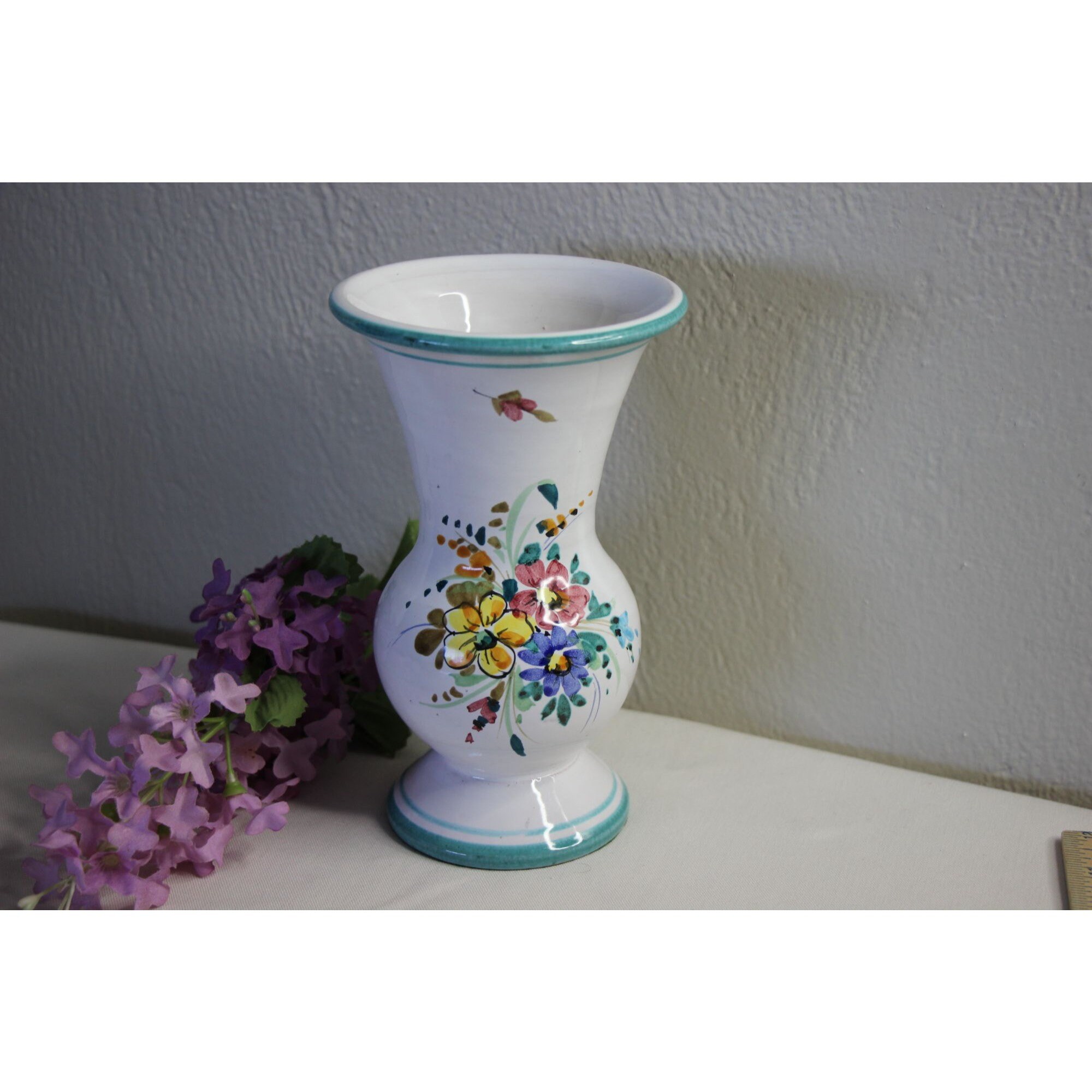 Vintage Italy Floral Pattern Pottery Vase Hand Painted - Etsy