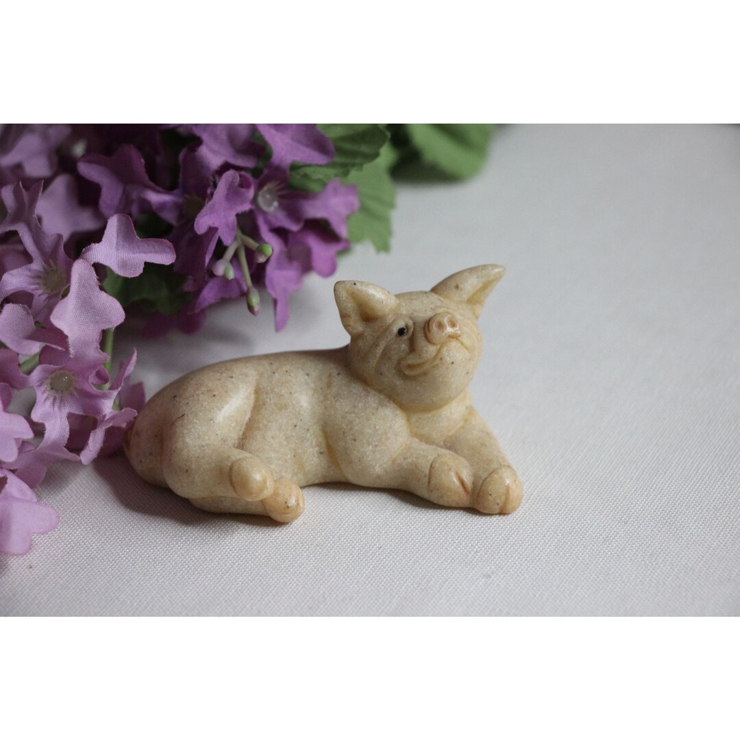 Vintage Quarry Critters Patch the Lounging Pig Stone Resin Figurine ...