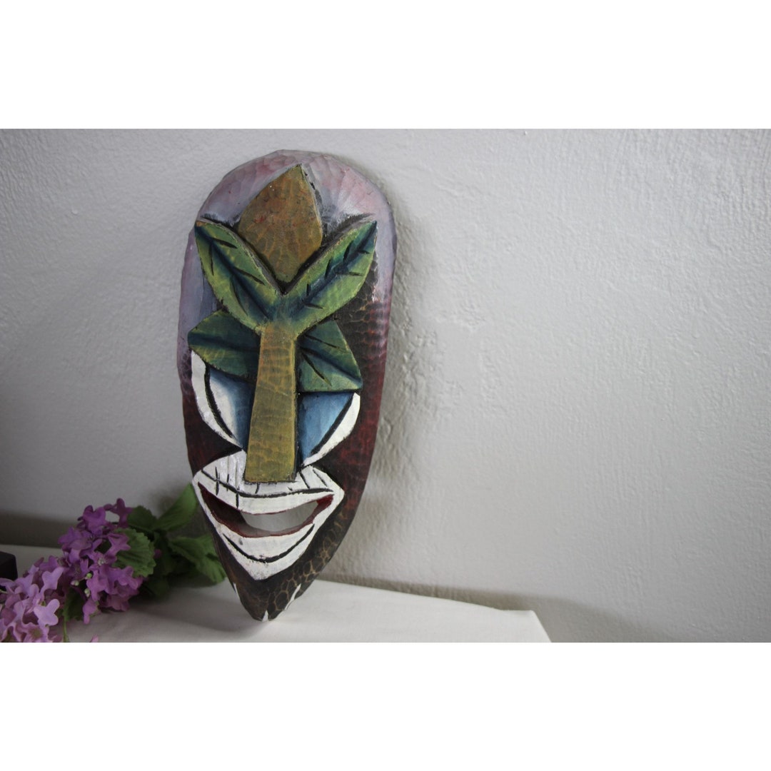 Vintage Haiti Hand Carved Wooden Tribal Mask Wall Decor Hanging - Etsy