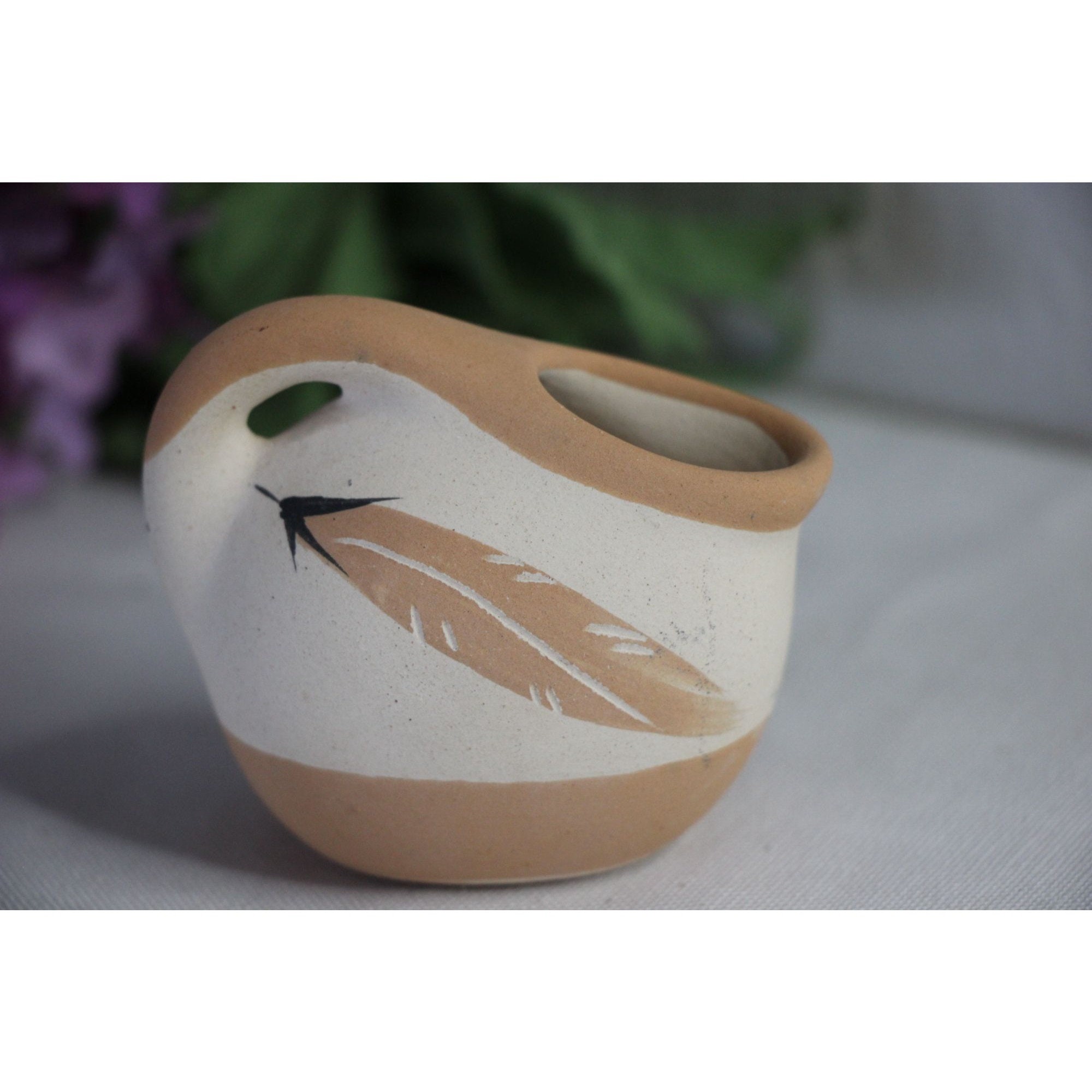 Vintage Buck Skin Pottery Mini Pitcher Feather - Etsy