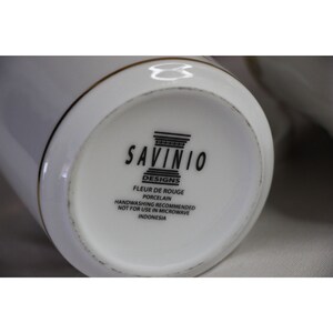 Pair Savinio Fleur De Rouge Mugs Gold Scroll Red Flowers Coffee Cups - Etsy