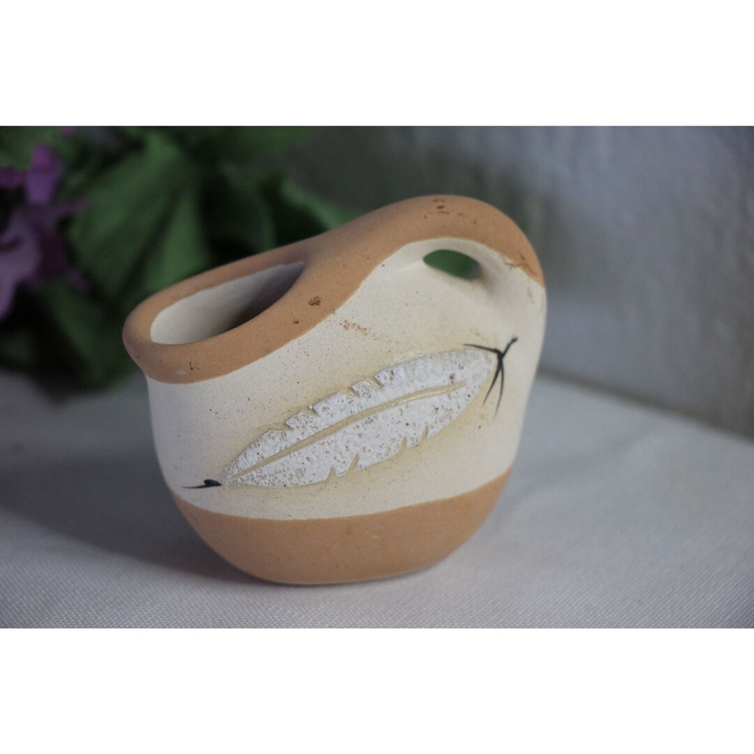 Vintage Buck Skin Pottery Mini Pitcher Feather - Etsy