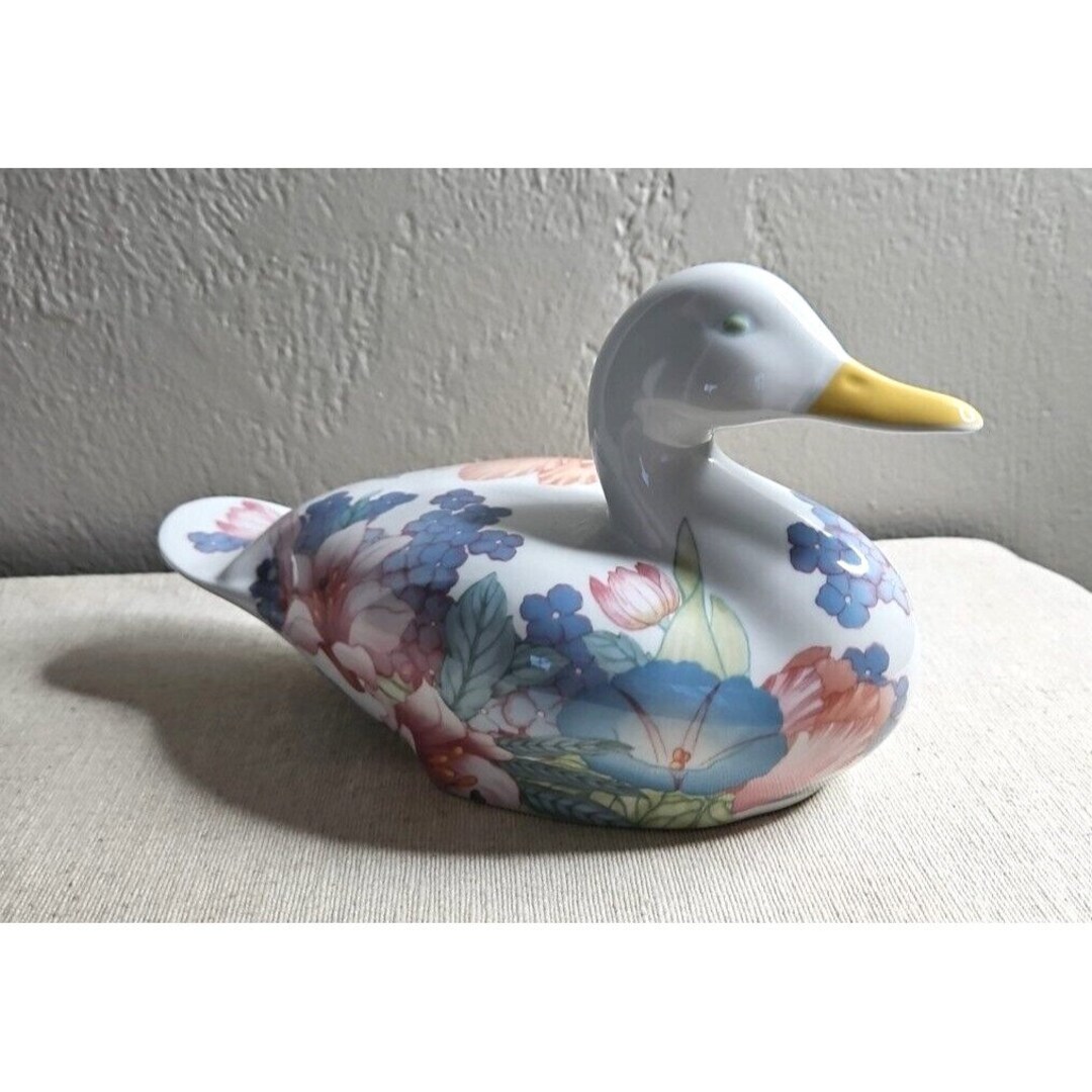 Cardinal Fine Porcelain Duck W/ Flowers - Etsy