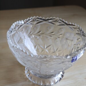 Beautiful Crystal Dish Sawtooth Edge Floral Design Made in Yugoslavia ...
