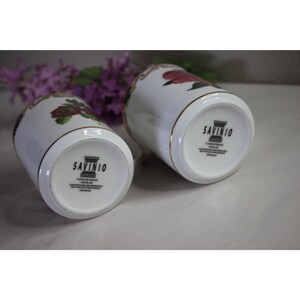 Pair Savinio Fleur De Rouge Mugs Gold Scroll Red Flowers Coffee Cups - Etsy