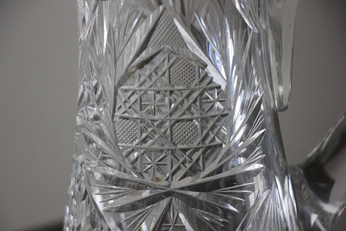 Vintage Brilliant Cut Crystal Pitcher Sawtooth Rim Hobstar - Etsy