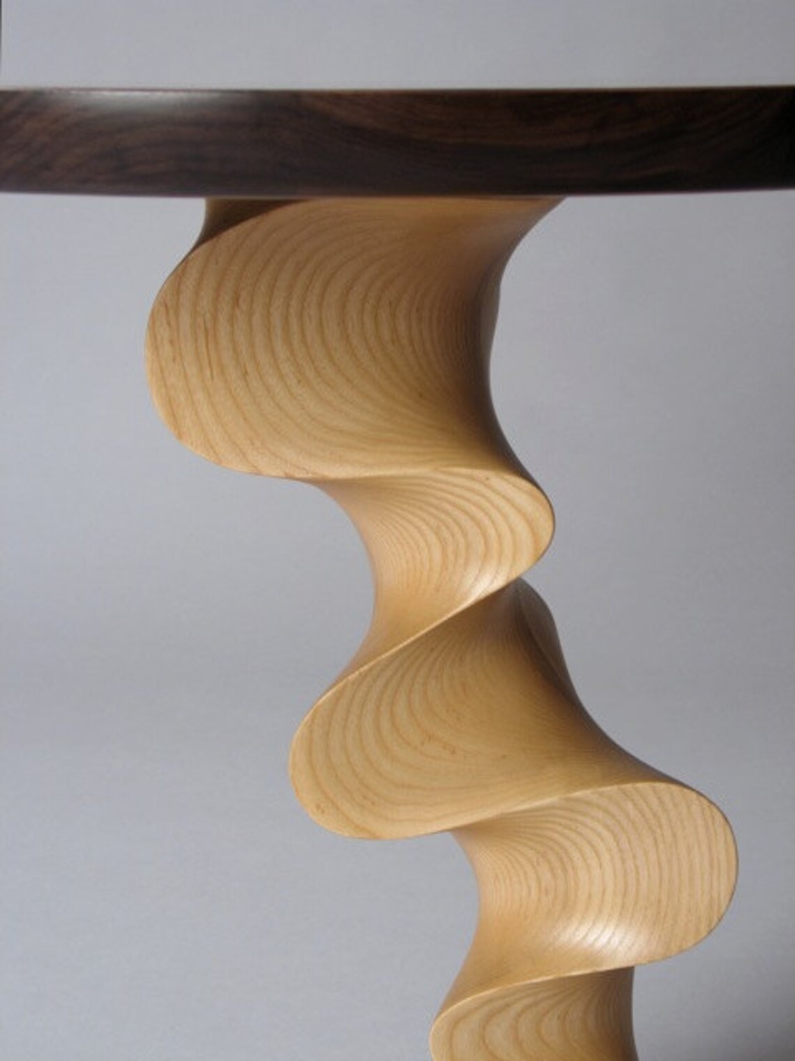 Round End Table - Walnut Burl Table Top With Carved Ash Base - Etsy