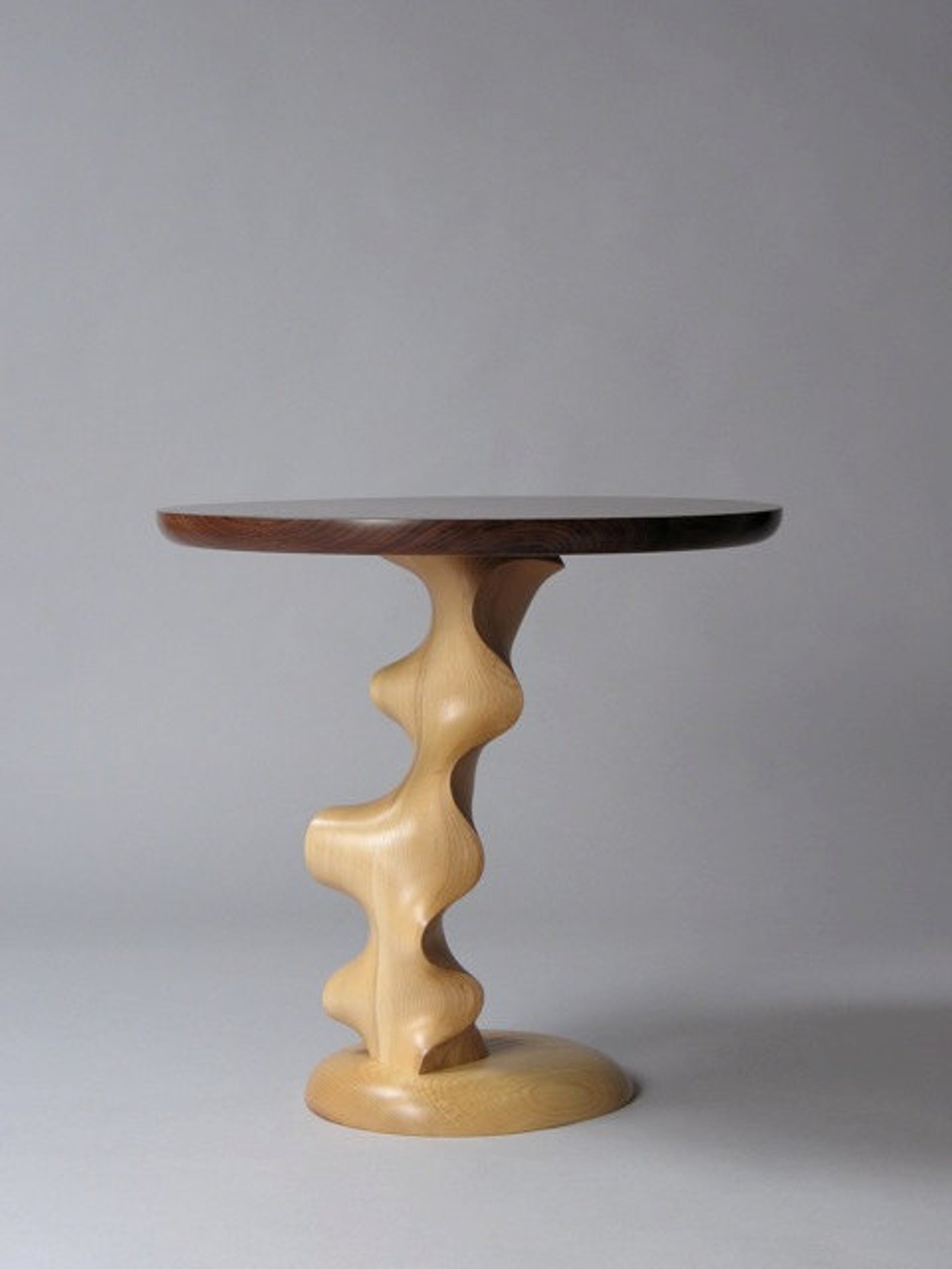 Round End Table - Walnut Burl Table Top With Carved Ash Base - Etsy