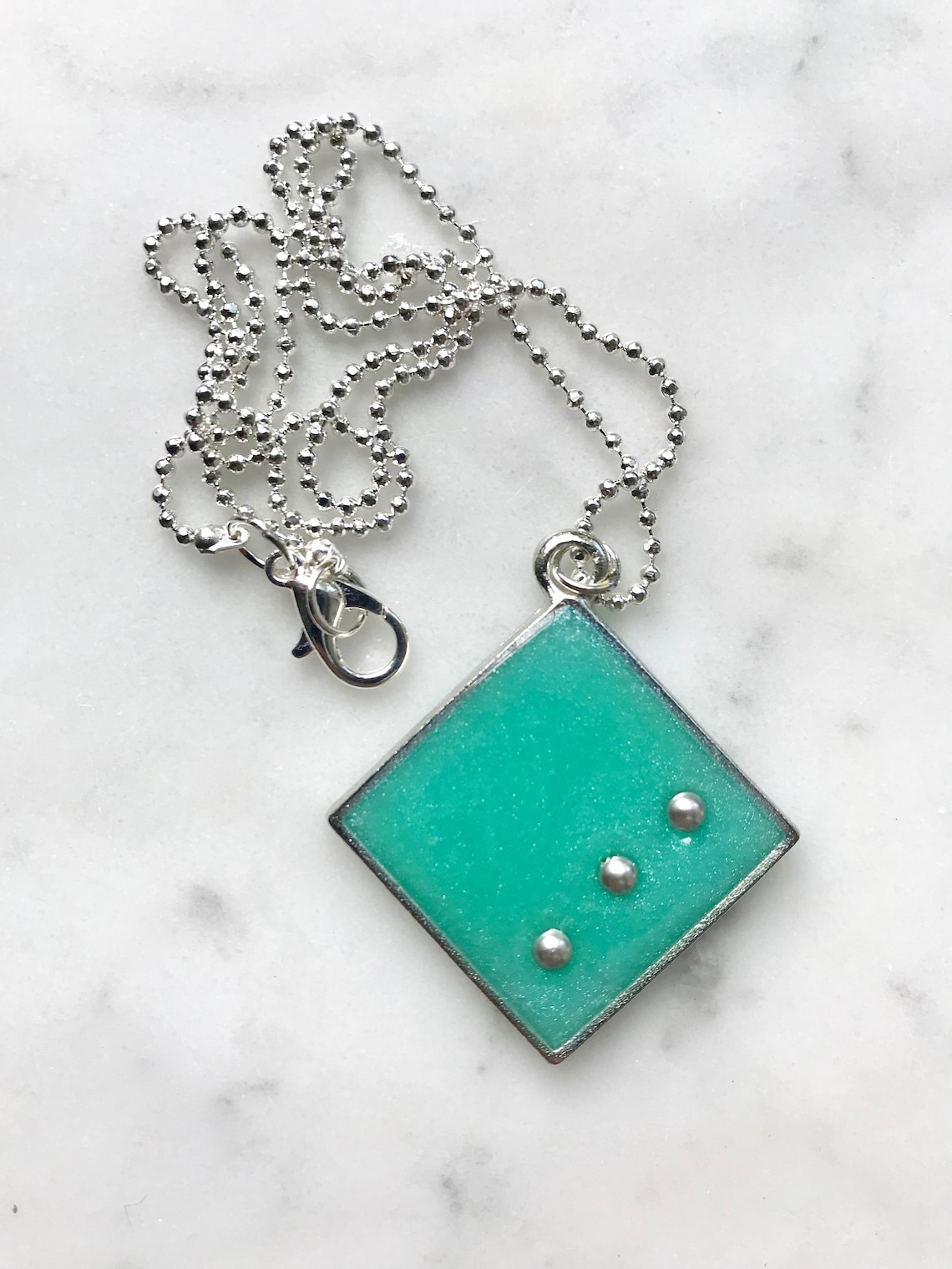 Art Deco Inspired Rhombus Swarovski Pearl Necklace | Minimalist ...